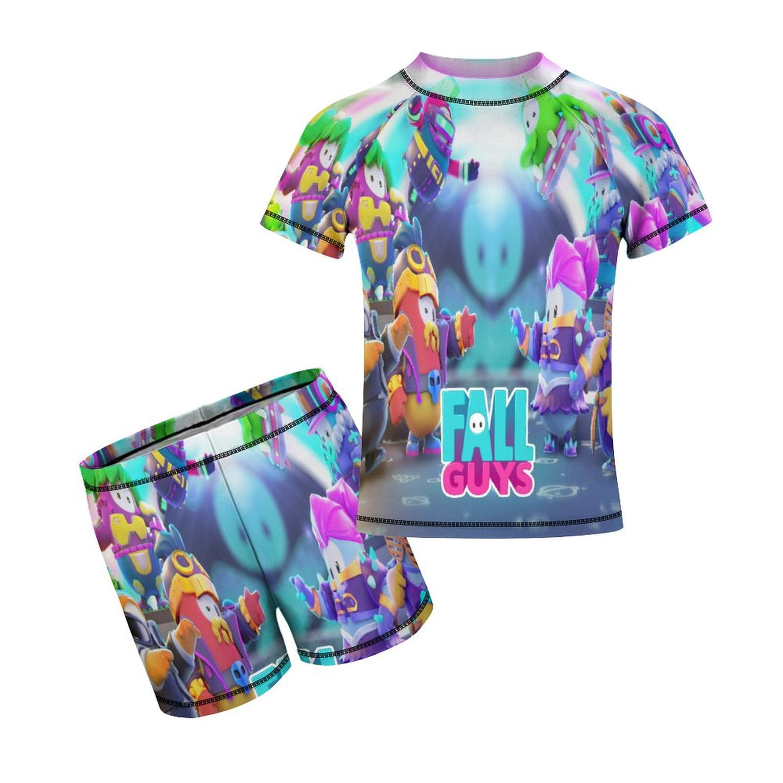 Boys Fall Guy Rash Guard Set 2 Piece Swimsuits Short Sleeve Bathing ...