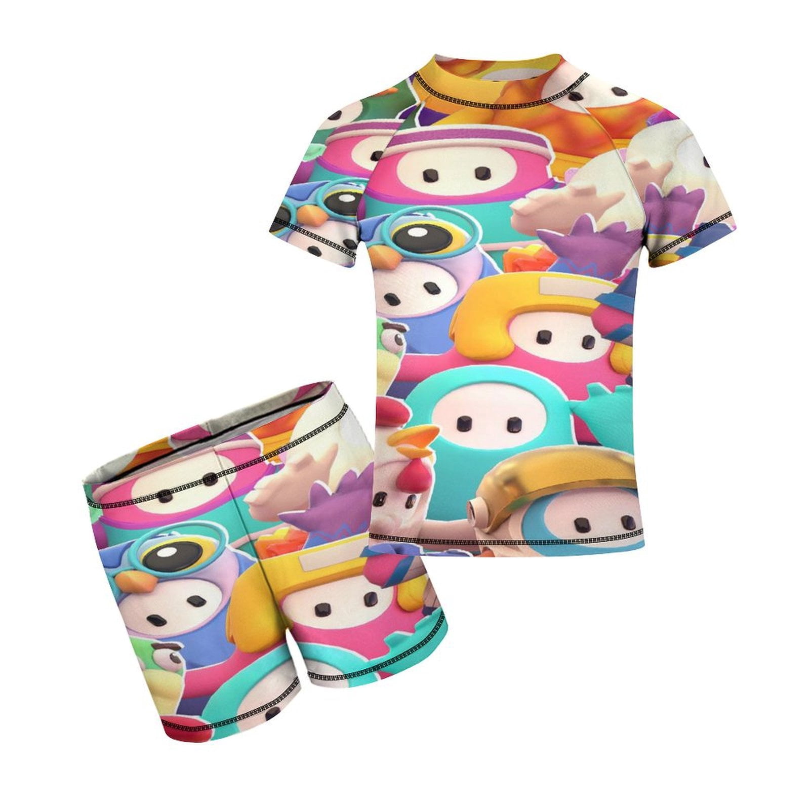 Boys Fall Guy Rash Guard Set 2 Piece Swimsuits Short Sleeve Bathing ...