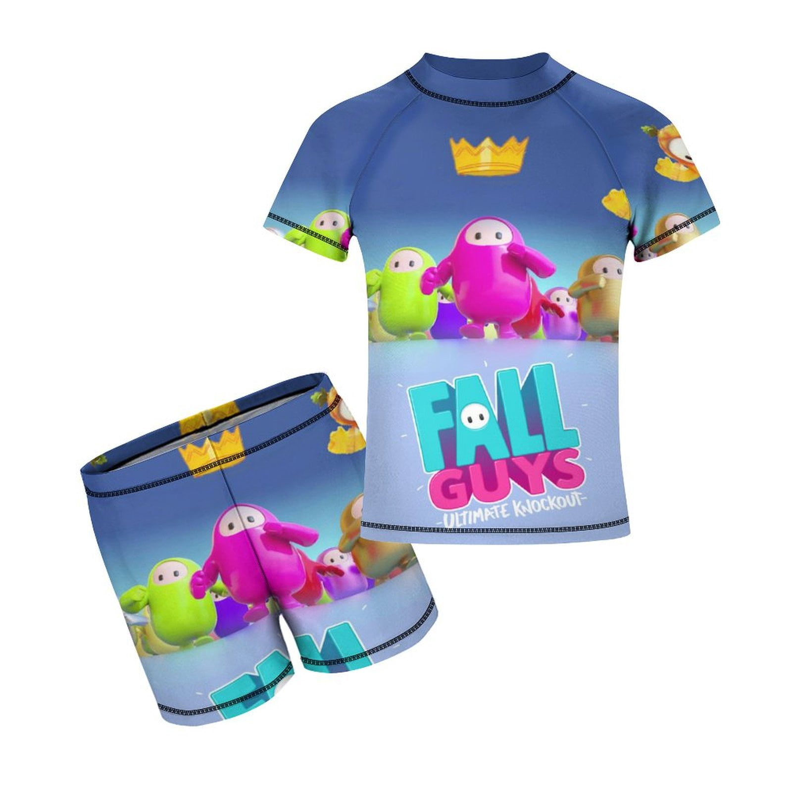 Boys Fall Guy Rash Guard Set 2 Piece Swimsuits Short Sleeve Bathing ...