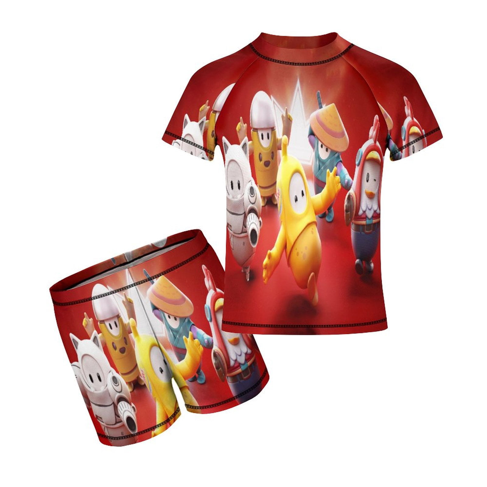 Boys Fall Guy Rash Guard Set 2 Piece Swimsuits Short Sleeve Bathing ...