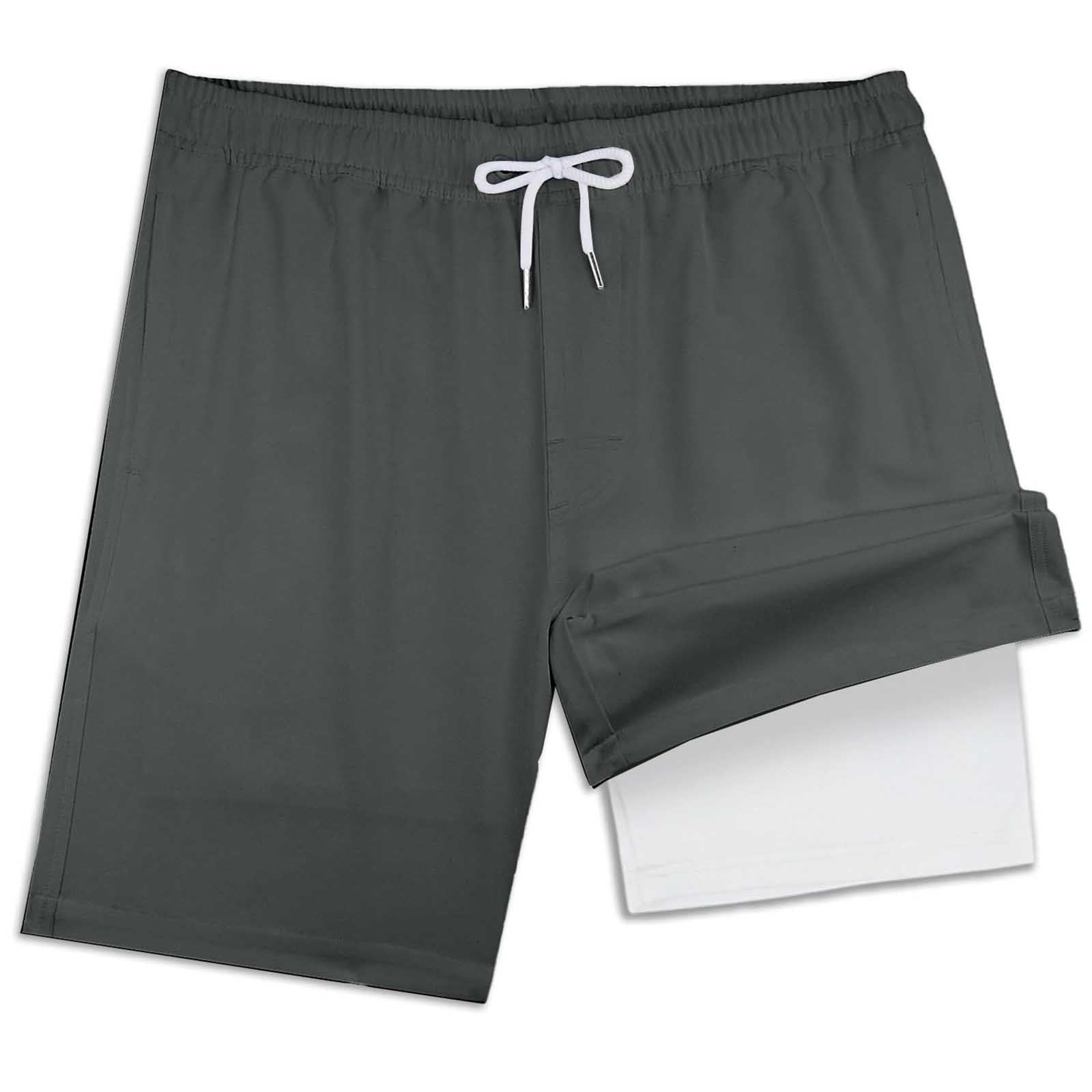 Boys Fashion Swim Trunks With Compression Liner Stretch Swim Shorts ...