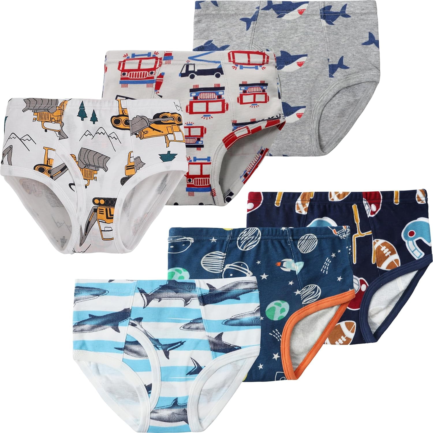 Boys Fire Truck Underwear Little Kids Bulldozer Briefs Childrens Cotton ...