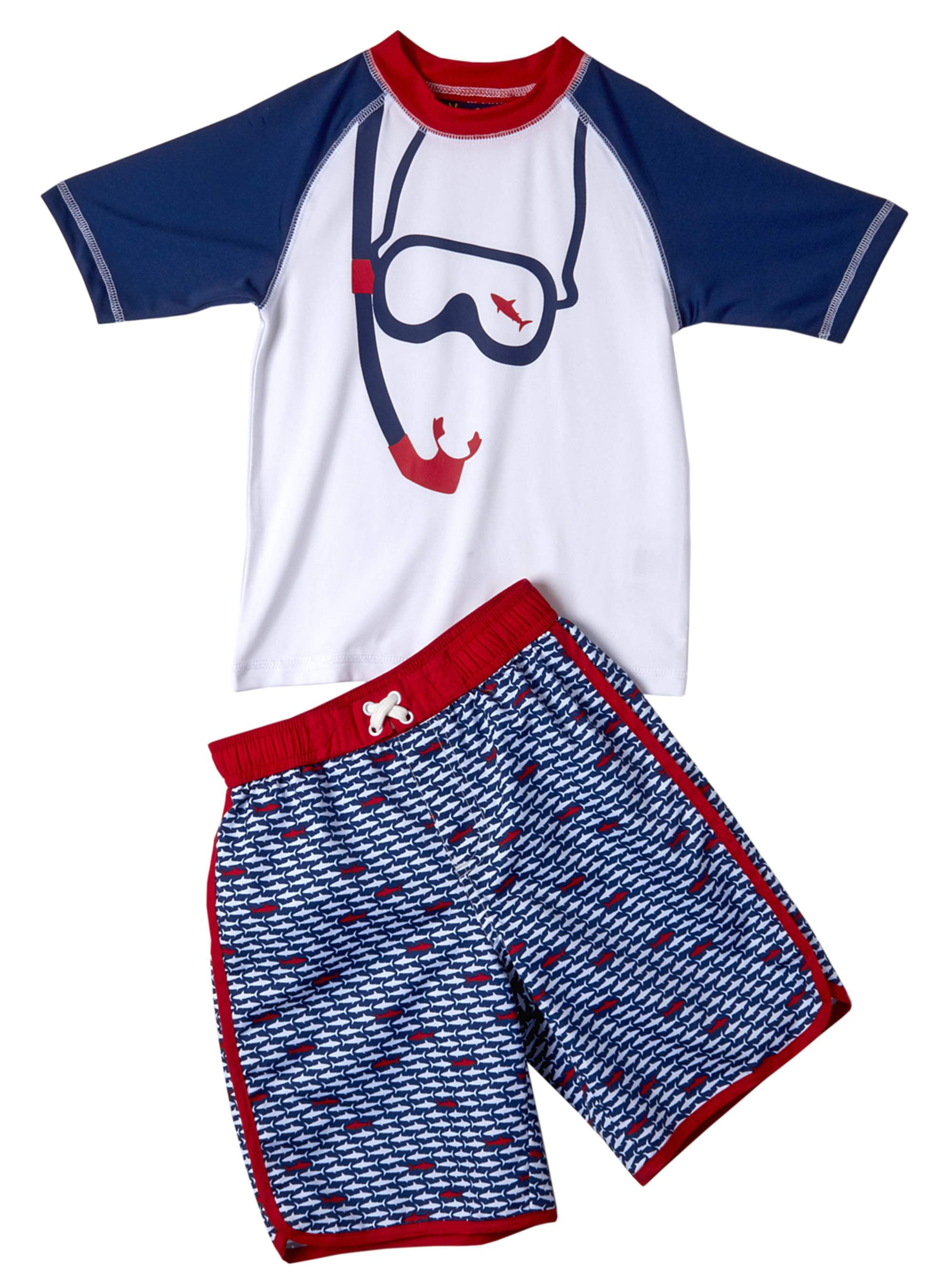 Boys' Fish Print Rash Guard 2 Piece Set - Walmart.com
