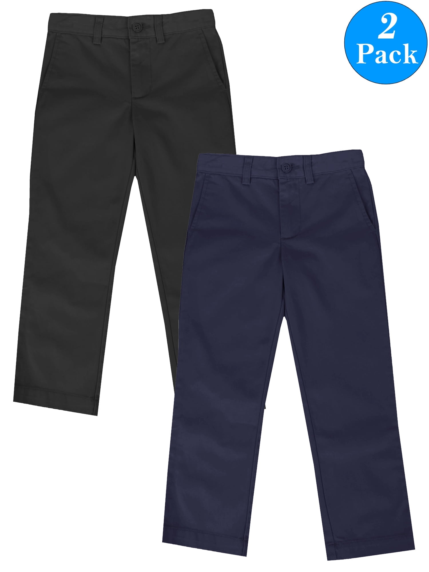 Boys Flat Front School Uniform Pants (2-Pack) (Big Boys) - Walmart.com
