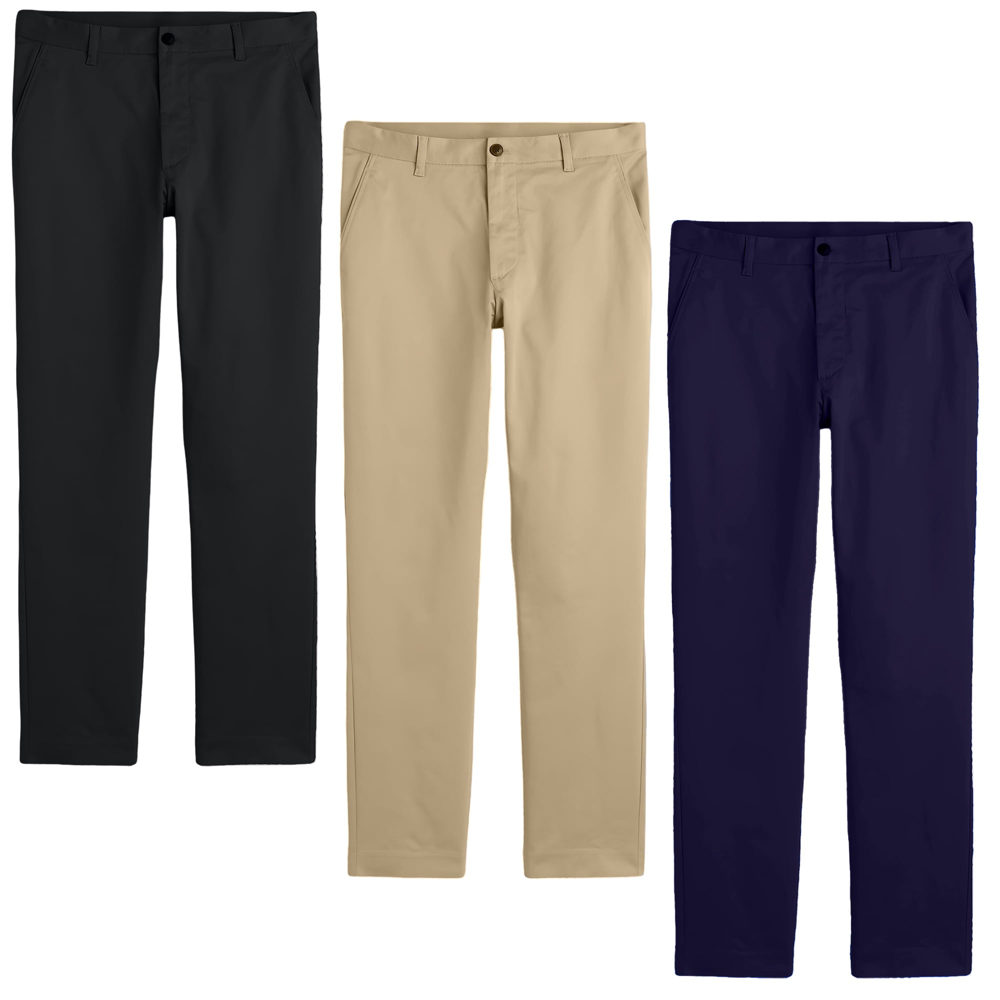 Walmart Boys Flat Front School Uniform Pants, Elastic Waist Multipack ...
