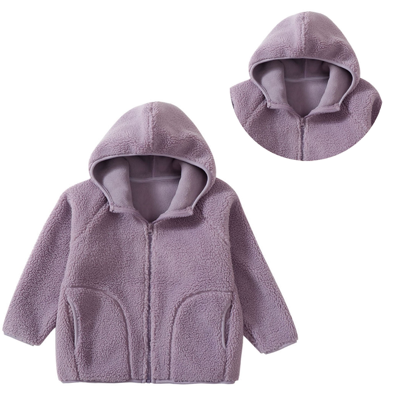 Boys Fleece Jacket with Hooded Zip Up Long Sleeve Fuzzy Jacket Tween ...