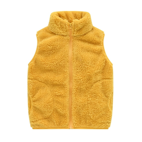 Boys Fleece Vest Full-Zip Kids Yellow Vest Lightweight Warm Girls Fall ...