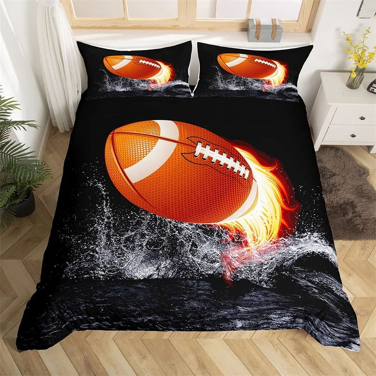 Boys Football Duvet Cover Set Microfiber 3D Soccer Comforter Cover Ball ...