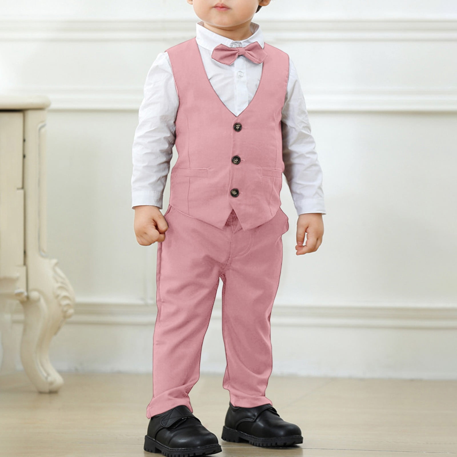 Boys Formal 3 Piece Suit Set, Classic Vest Pants and Shirt Outfit for ...