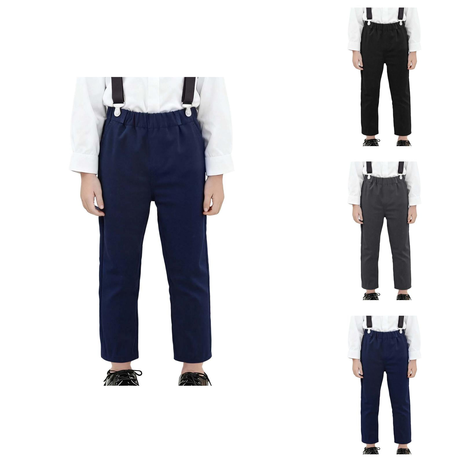 Boys Formal Dress Pants, Classic Flat Front Bi-Stretch School Trousers ...