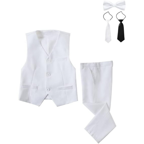 Boys Formal Slim Fit 5 Piece Suit Vest Pants Set and BowTie and Tie,for ...
