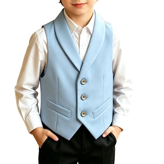Boys Formal Suit Vest Kids 3 Button Adjustable Back Strap Toddler Vests ...