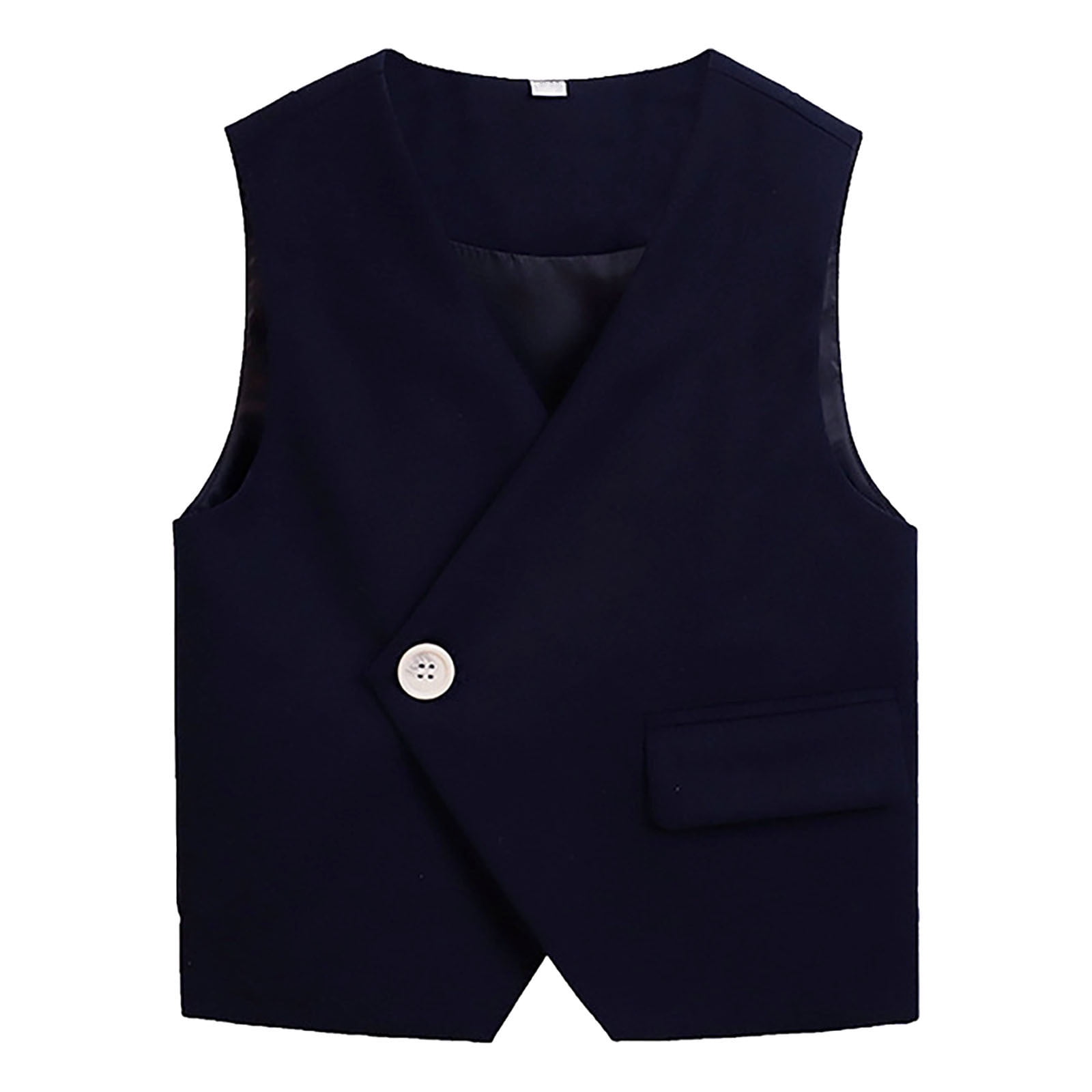 Boys Formal Suit Vest Kids 3 Button Adjustable Back Strap Toddler Vests ...