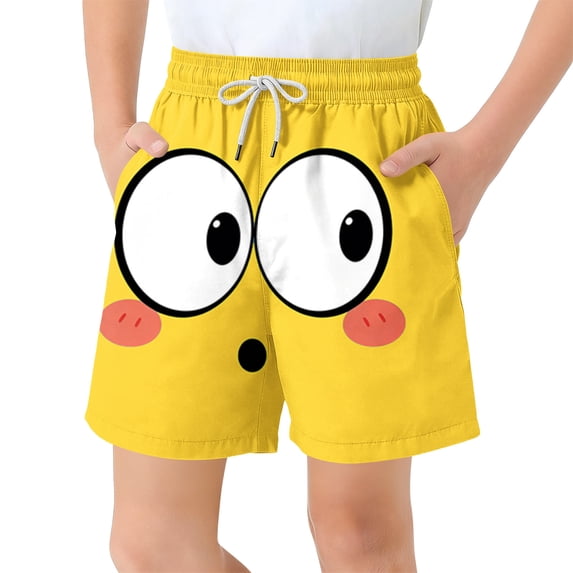 Boys Funny Face Print Swim Trunks Board Shorts Quick Dry Drawstring ...