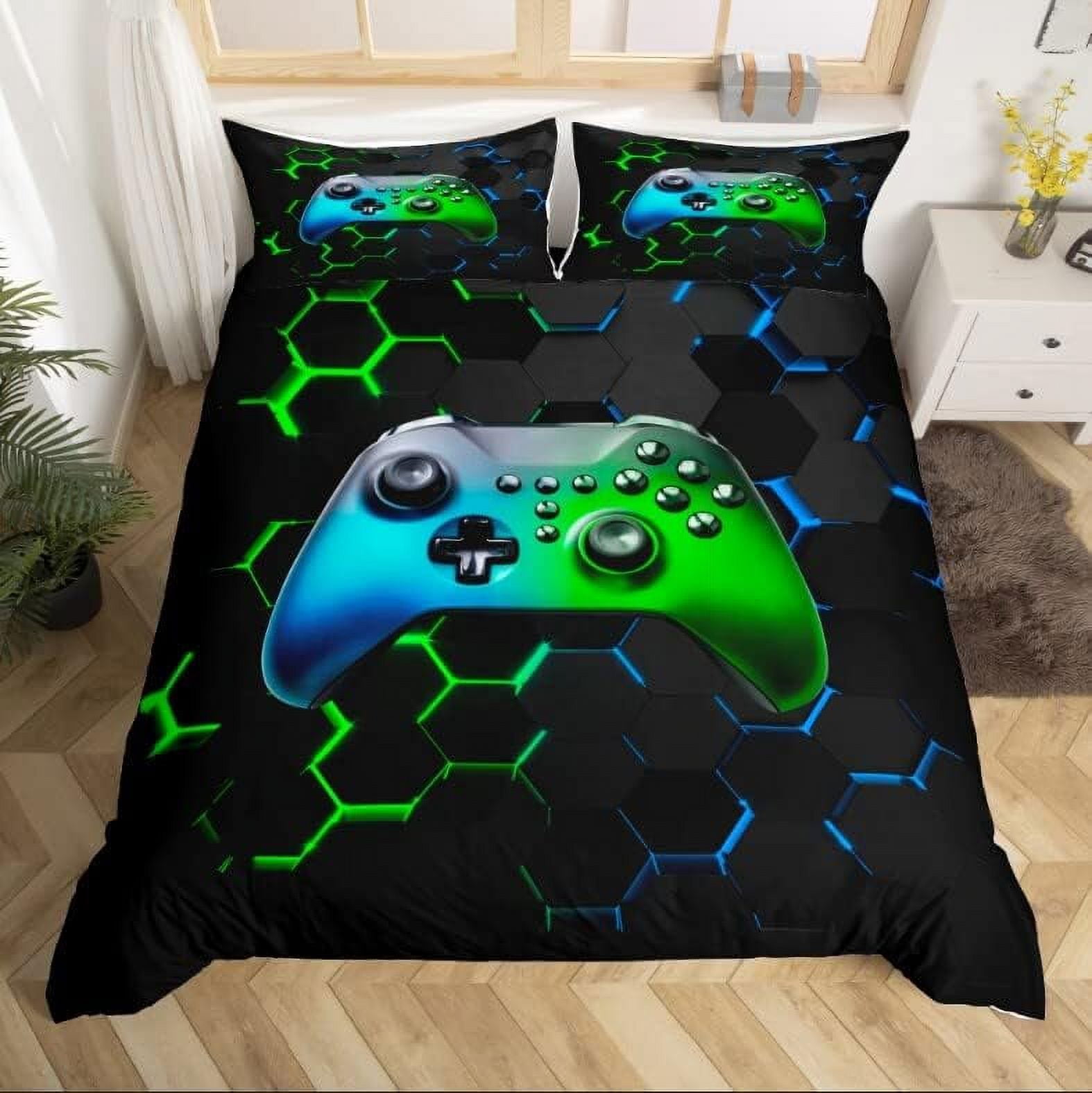 Boys Gamepad Duvet Cover Set Modern Video Game Controller Bedding Set ...