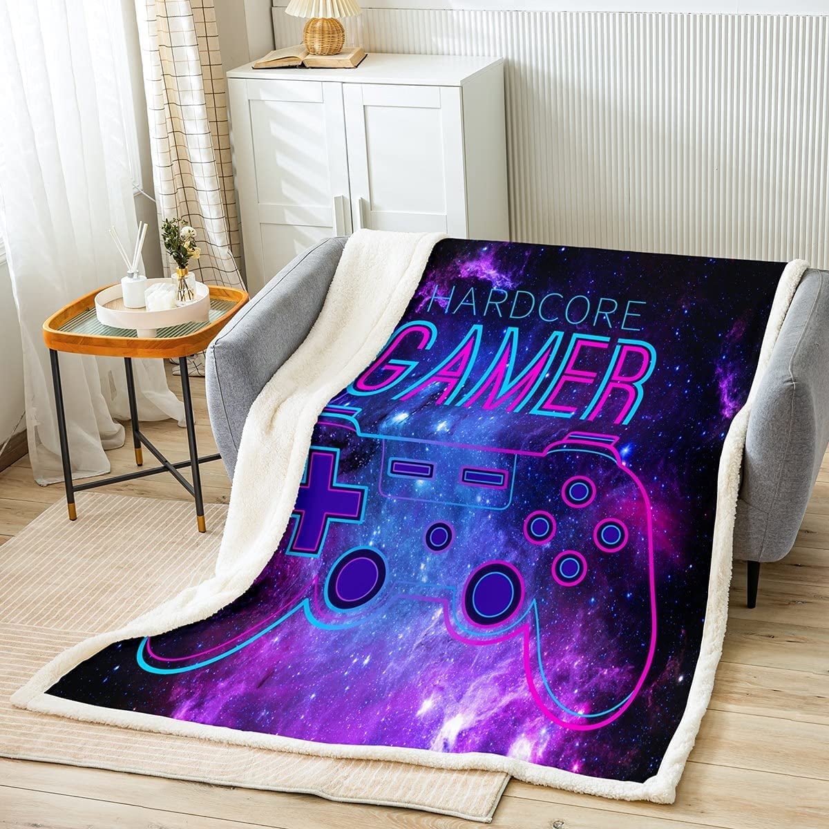 Boys Gamepad Plush Throw Blanket Galaxy Gamer Fleece Blanket for Sofa ...