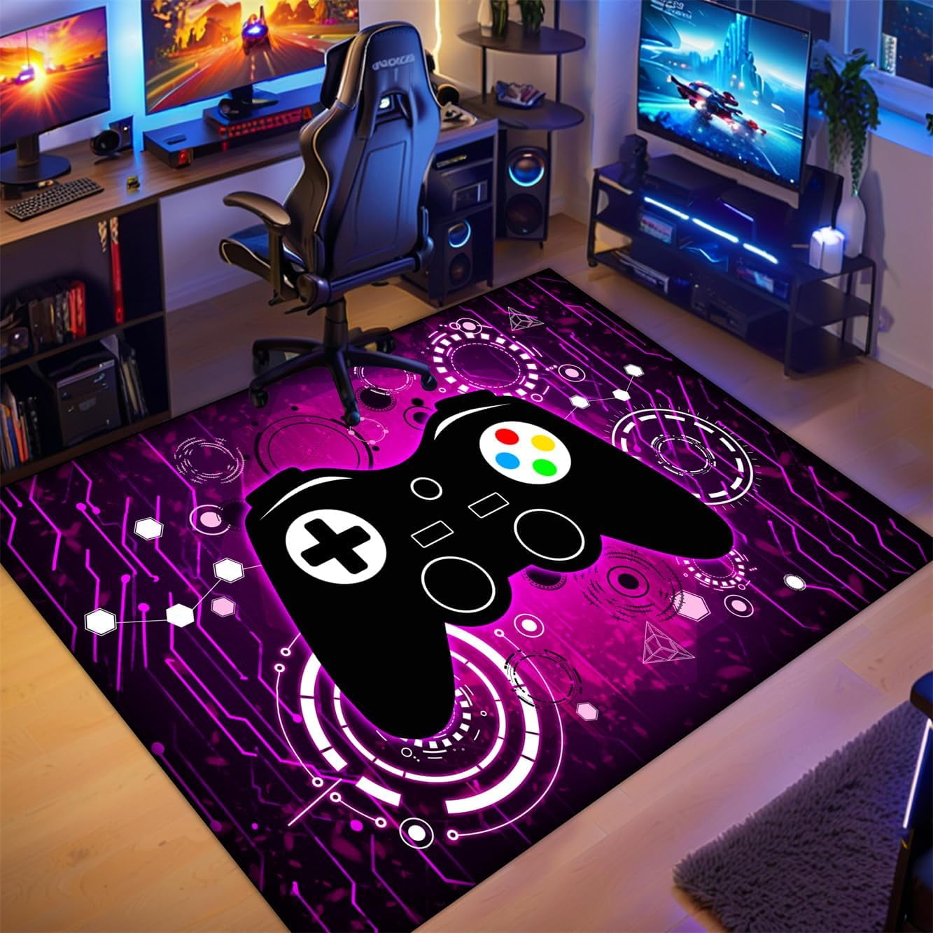 Boys Gamer Area Rug for Room - Purple Gaming Carpet Rug for Kids Boys ...