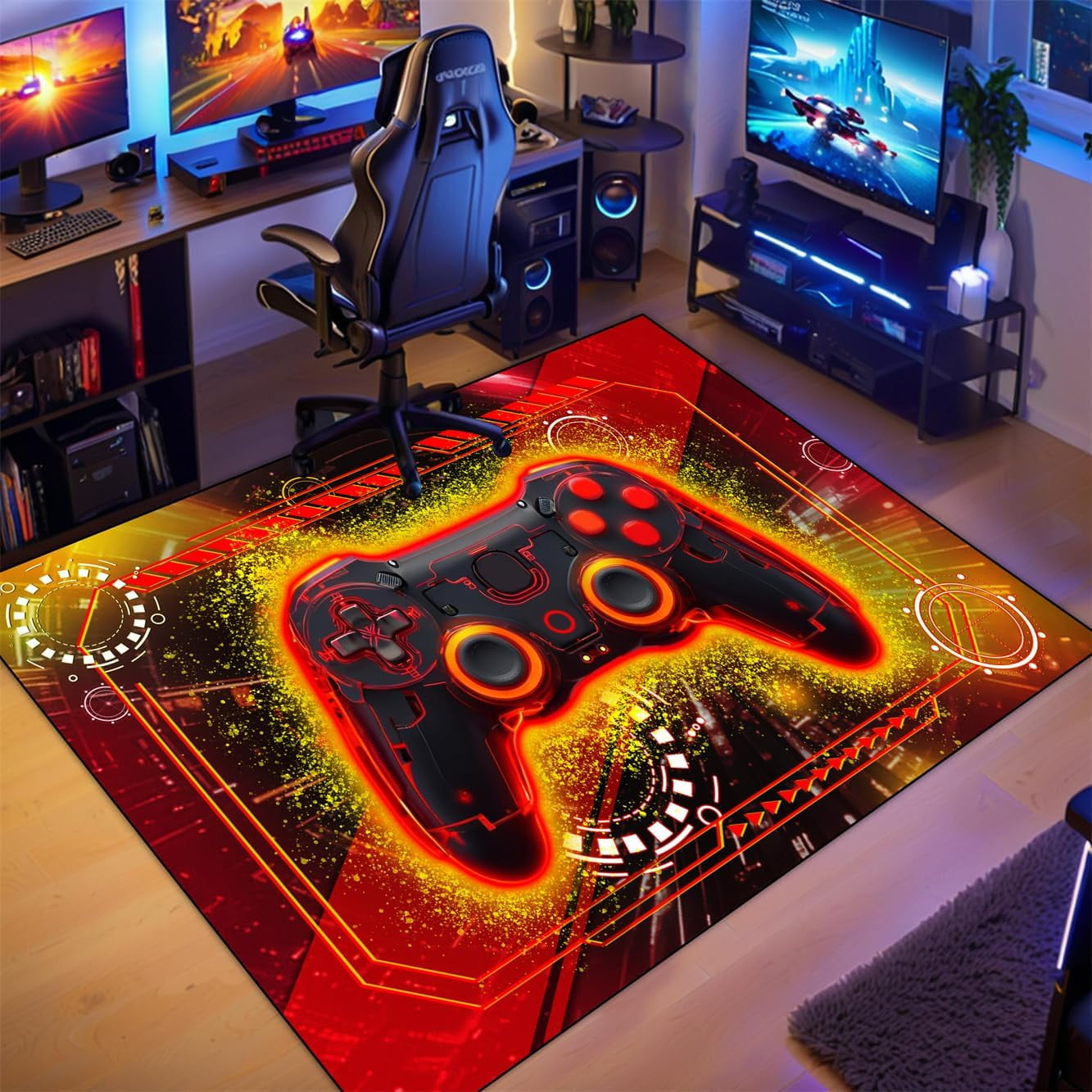 Boys Gamer Area Rug for Room - Purple Gaming Carpet Rug for Kids Boys ...