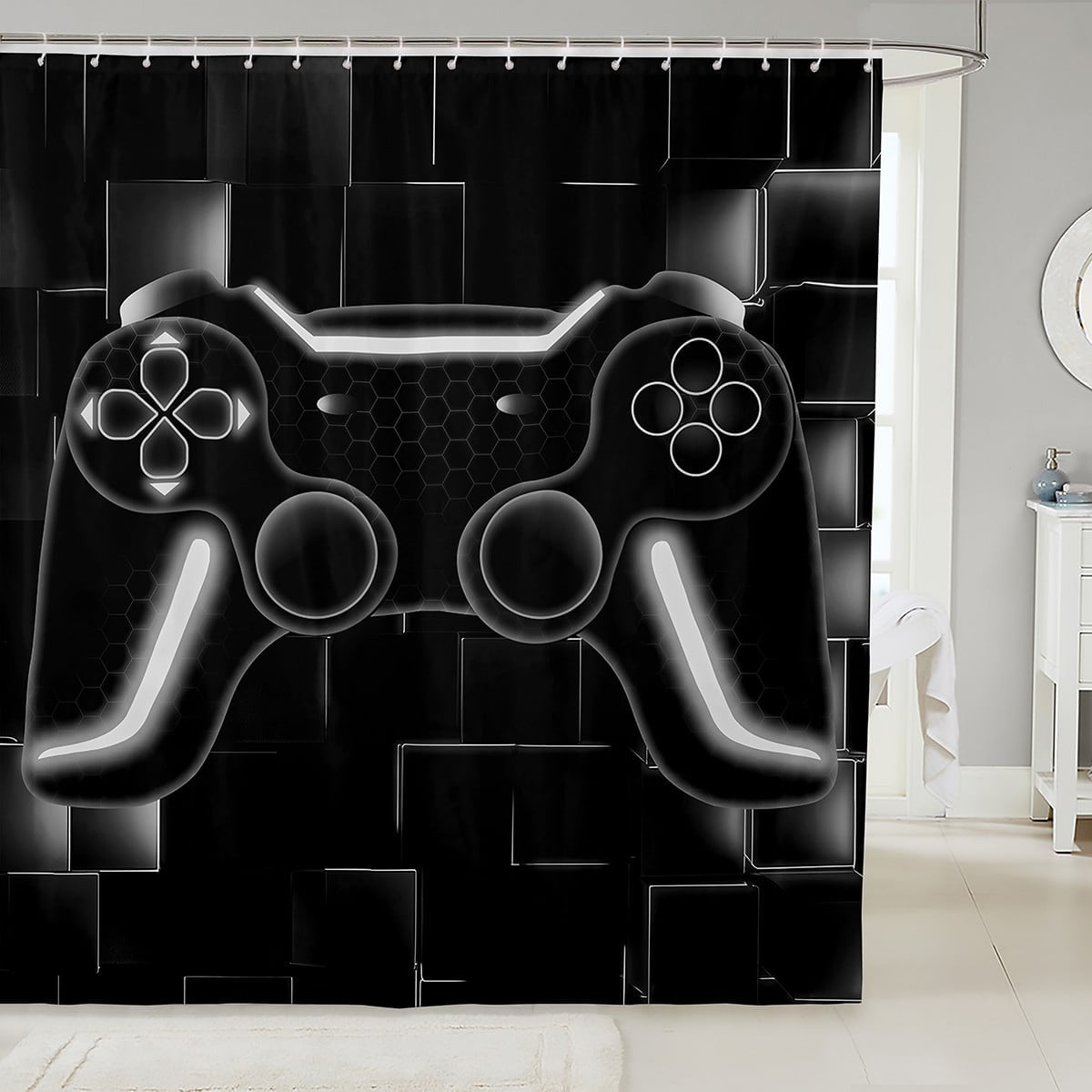 Gamer Bathroom Curtain 72"Wx72"L Gaming Shower Curtain Video Games ...