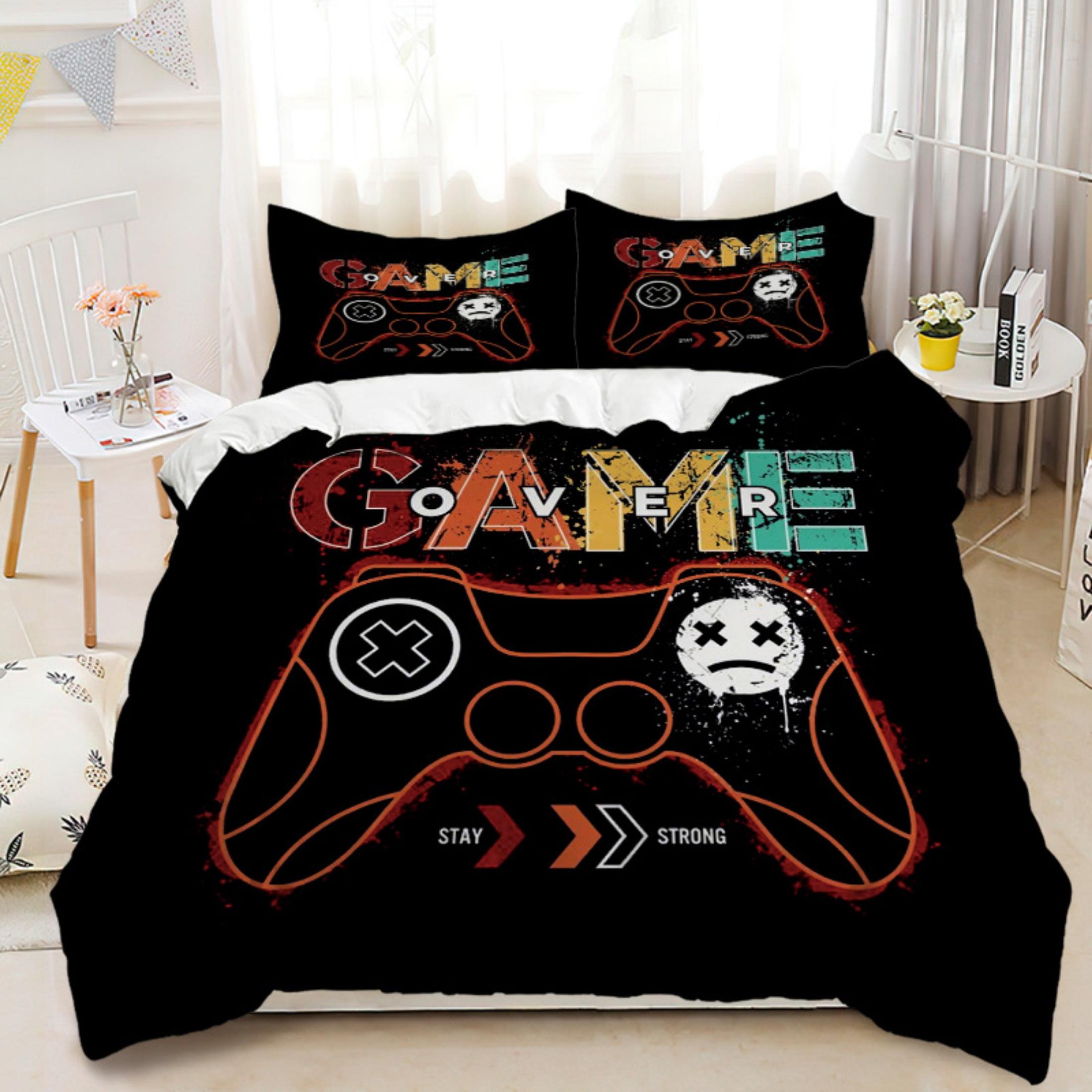 Boys Gamer Soft Reversible Duvet Cover,Kids Gaming Gamepad Bedding Set ...