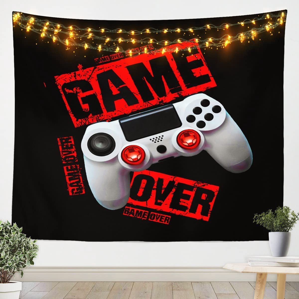Boys Gamer Tapestry Teens Red Black Gaming Wall Hanging Young Men Video ...