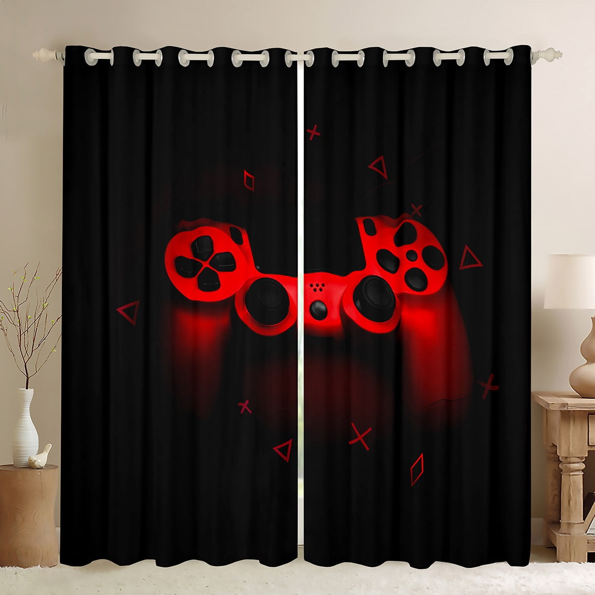 Games Room Darkening Curtain Red Gaming Console Window Curtain For ...
