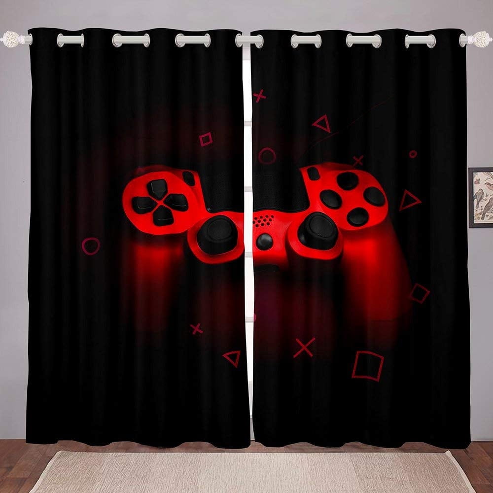 Boys Games Room Darkening Curtain Red Gaming Console Window Curtain For ...