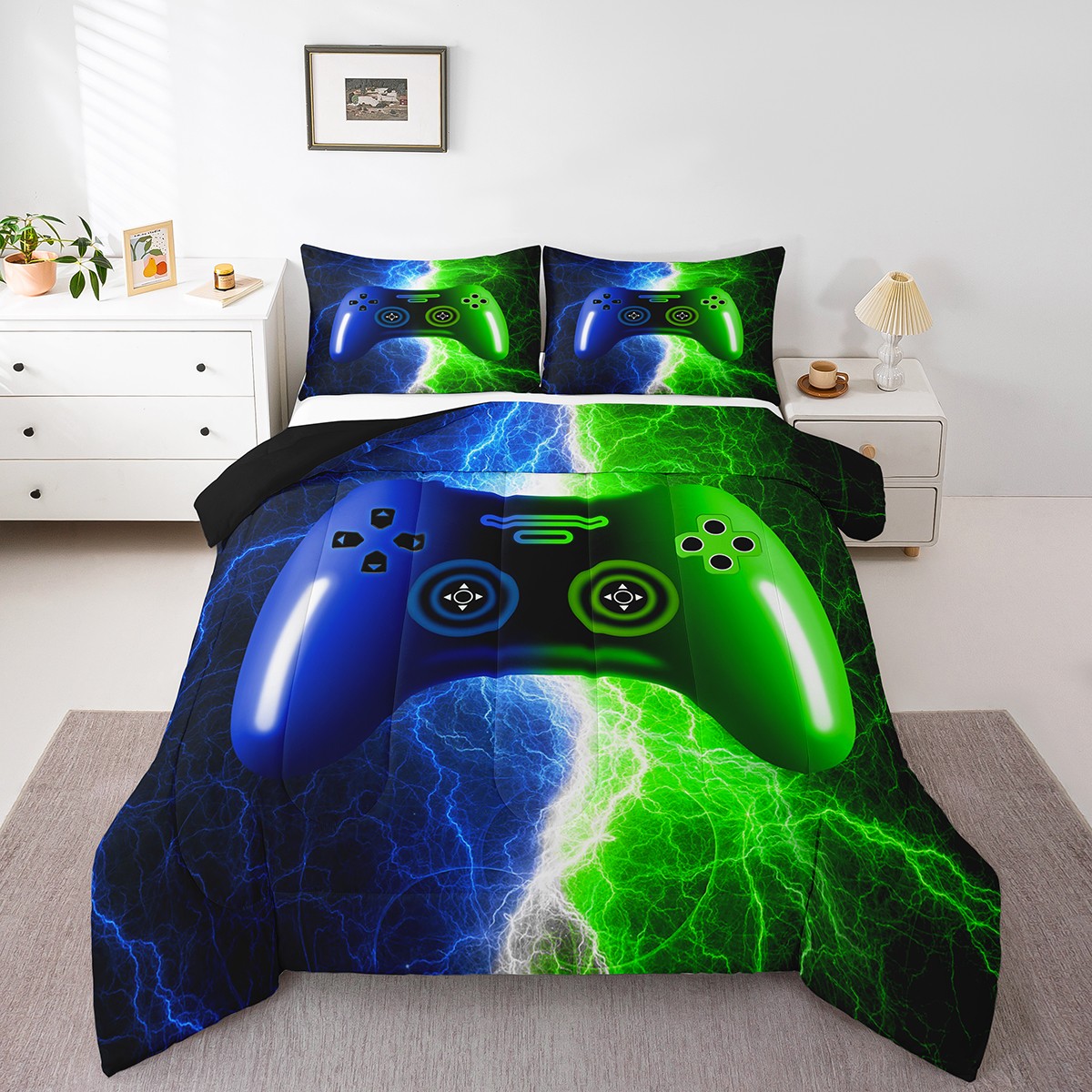 Gaming Comforter Set King Size Video Game Bedding Set,Gamer Console Bed ...