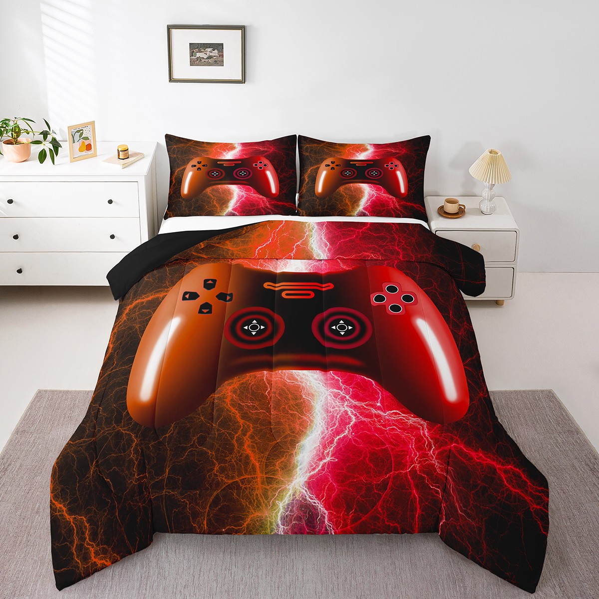 Gaming Comforter Set King Size Video Game Bedding Set,Gamer Console Bed ...