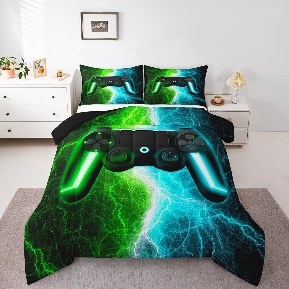 Gaming Comforter Set King Size Video Game Bedding Set,Gamer Console Bed ...