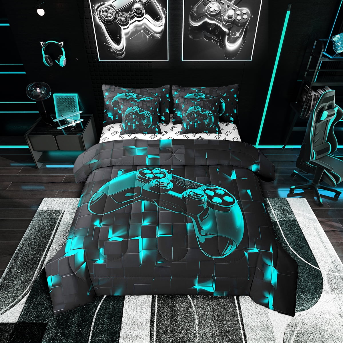 Gaming King Comforter Set 7-Piece Teen Gamer Bedding Comforter Sets ...