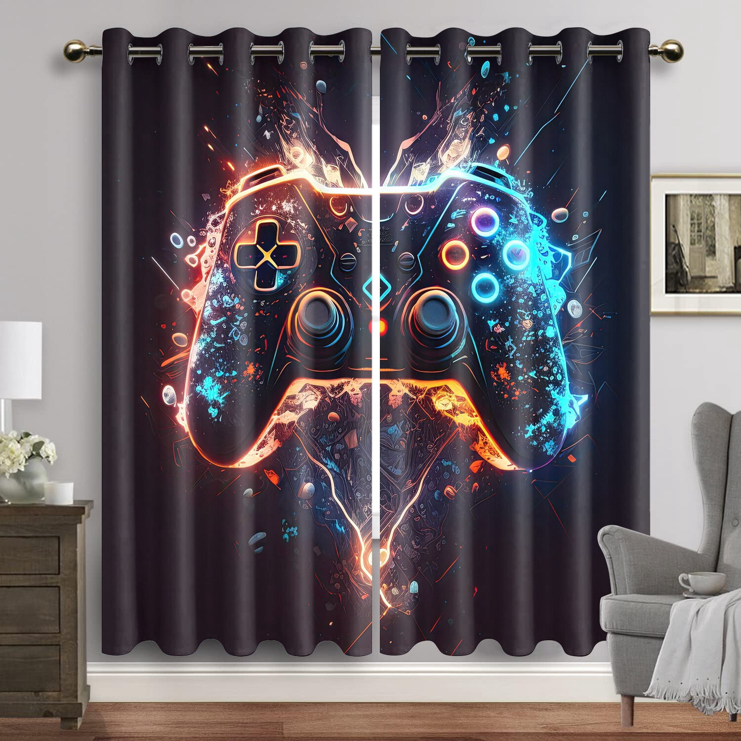 Playstation Curtains CUH Gamepad Window Curtains, Game Player Window ...