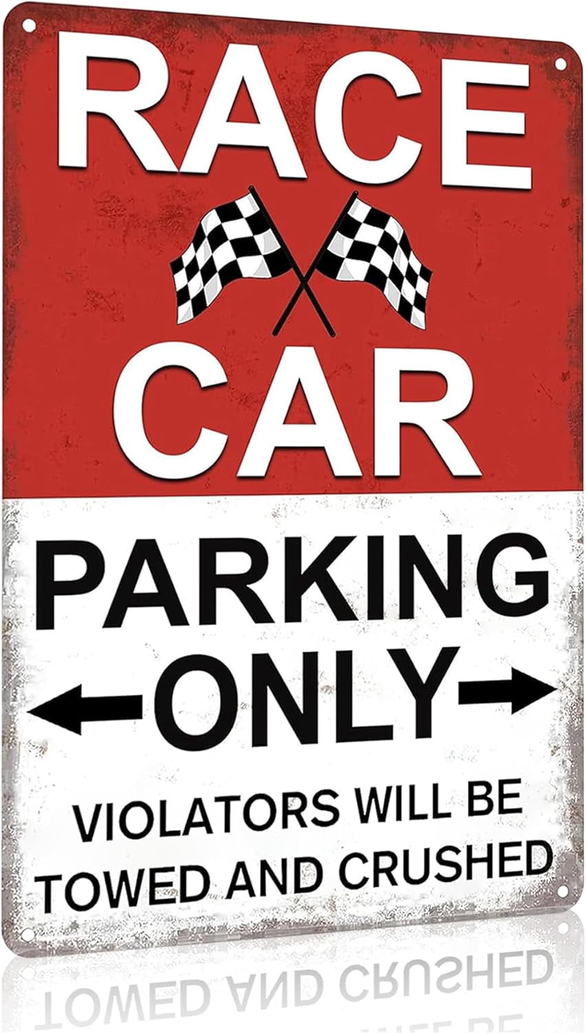 Boys Gifts Vintage Race Car Parking Only Tin Sign for Boys Bedroom Man ...