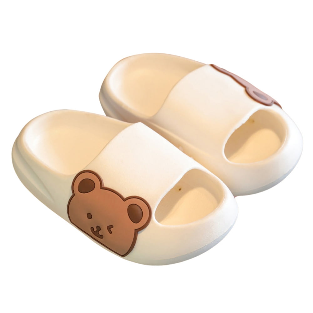 Boys Girl Cute Bear Slides Non-Slip Novelty Open Toe Sandals Extremely Comfy Cushioned Thick ...