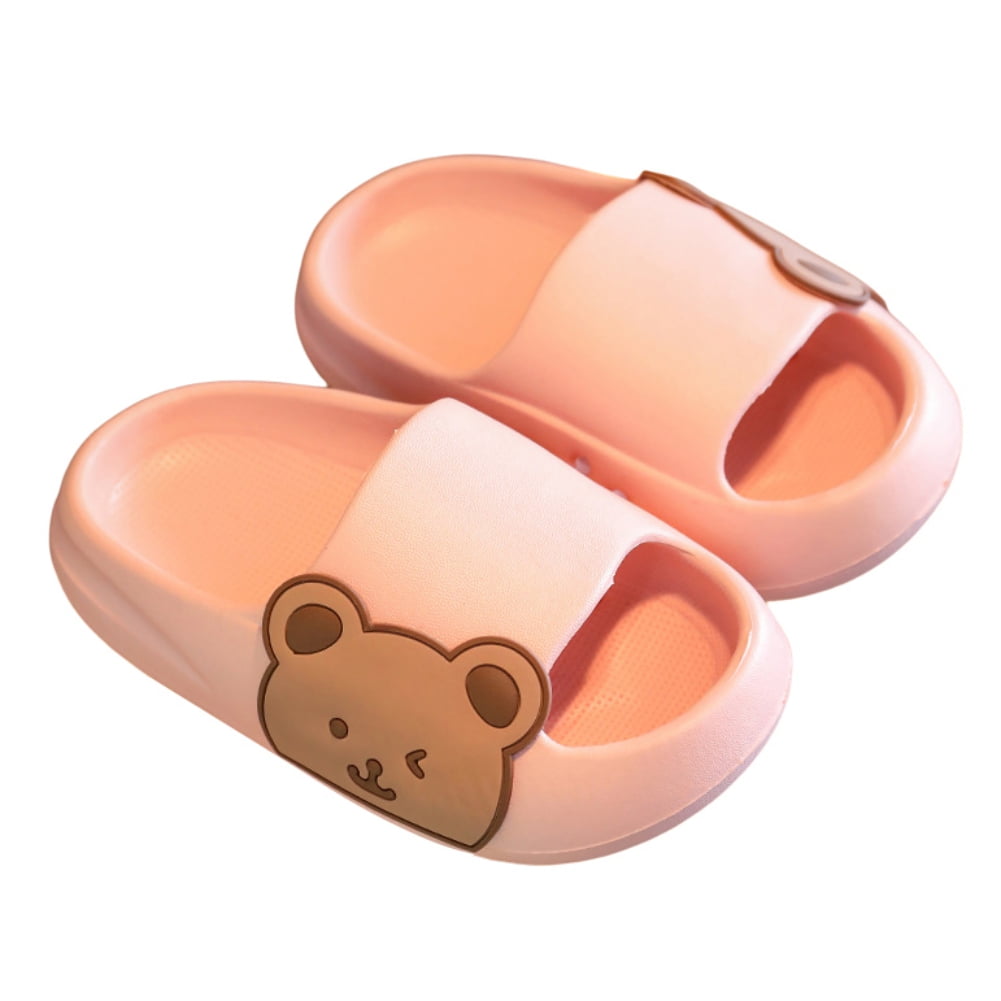 Boys Girl Cute Bear Slides Non-Slip Novelty Open Toe Sandals Extremely Comfy Cushioned Thick ...