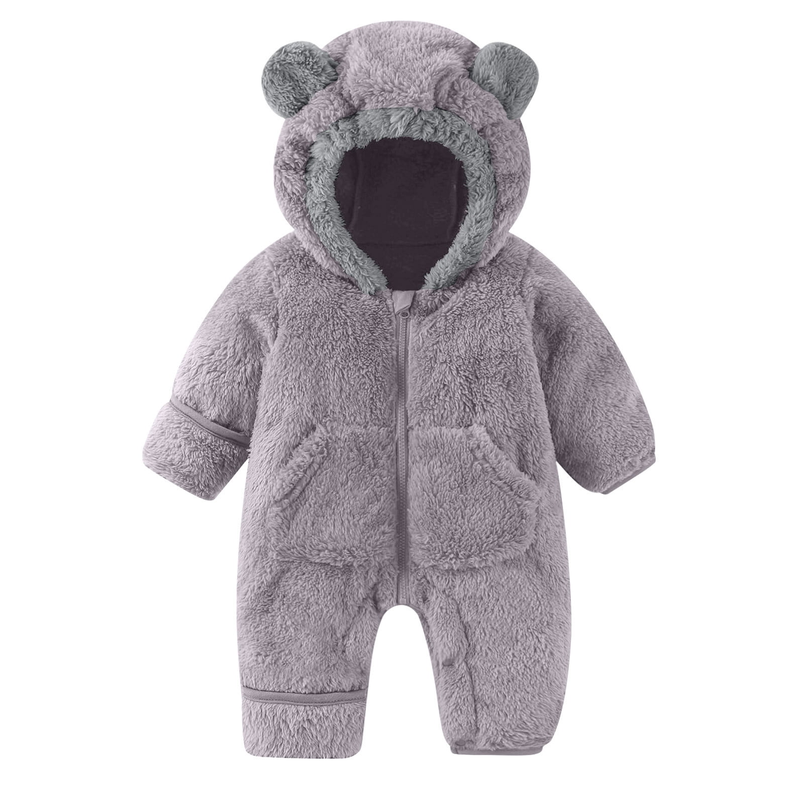 Boys Girl Sherpa Fleece Jumpsuit Casual Fuzzy Long Sleeve Hooded ...