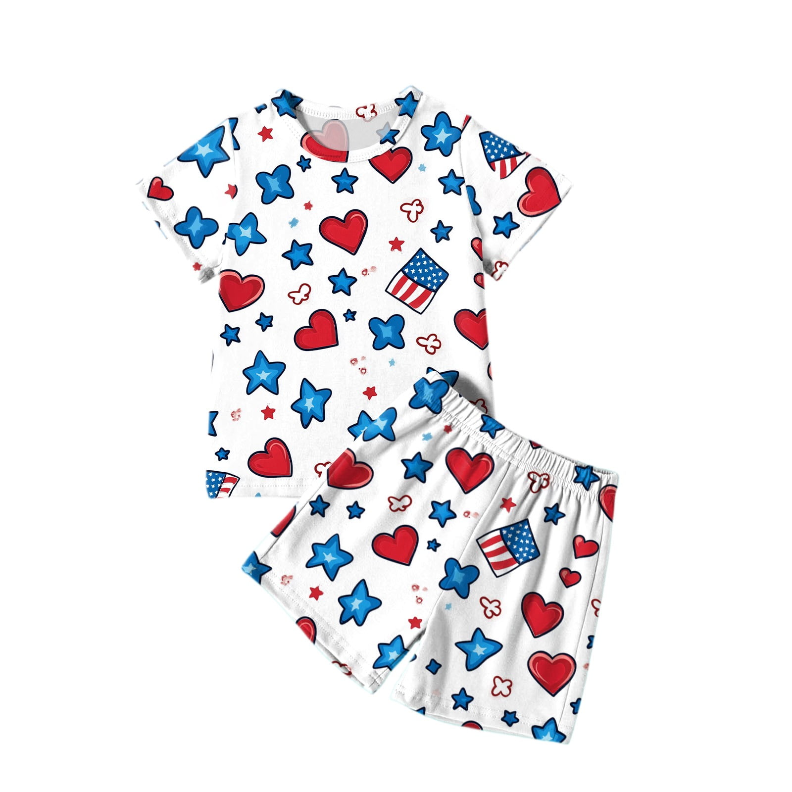 Boys Girl's Independence Day 2 Piece Outfits Cute 4th og July Print ...