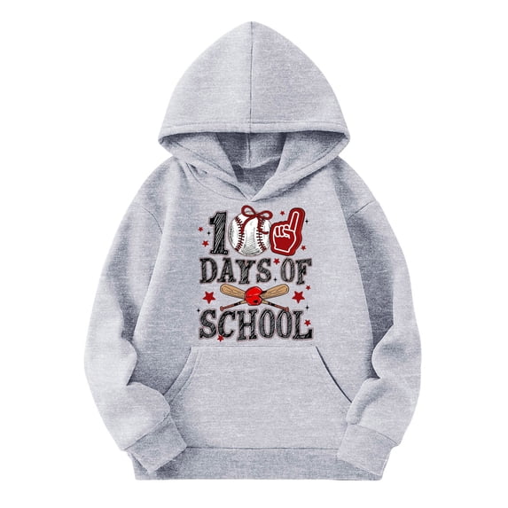 Boys Girls 100 Days of School Hoodie - Kids Letter Graphic Long Sleeve ...