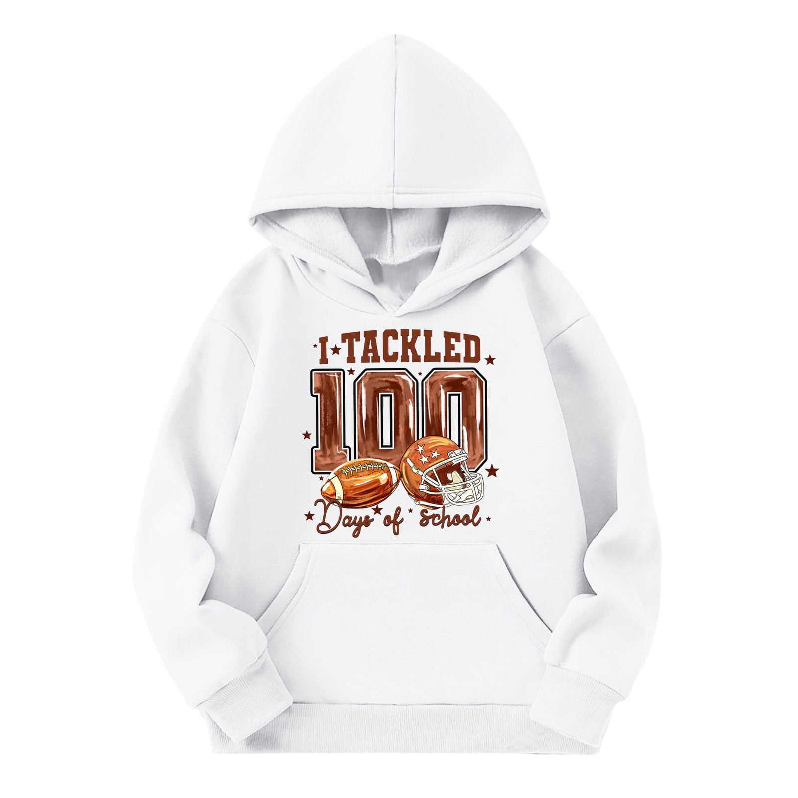 Boys Girls 100 Days of School Hoodie - Kids Letter Graphic Long Sleeve ...