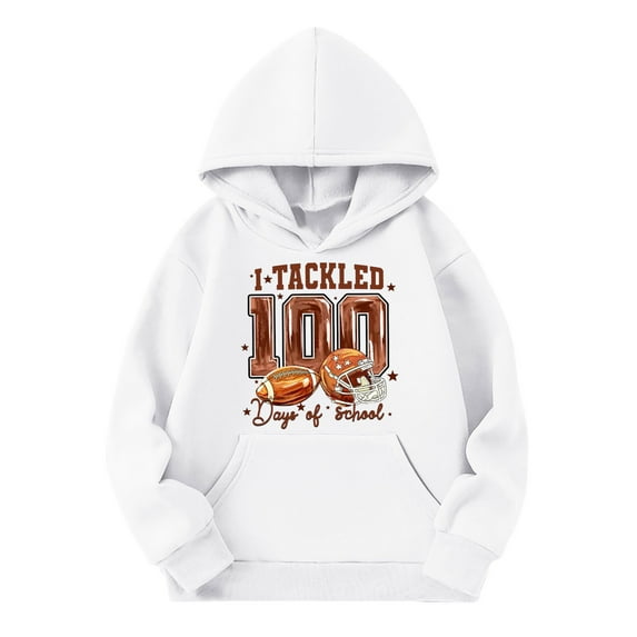 Boys Girls 100 Days of School Hoodie - Kids Letter Graphic Long Sleeve ...