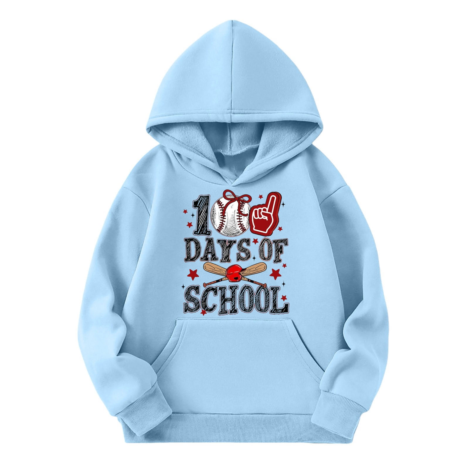 Boys Girls 100 Days of School Hoodie - Kids Letter Graphic Long Sleeve ...