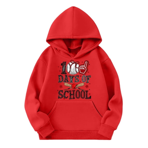 Boys Girls 100 Days of School Hoodie - Kids Letter Graphic Long Sleeve ...