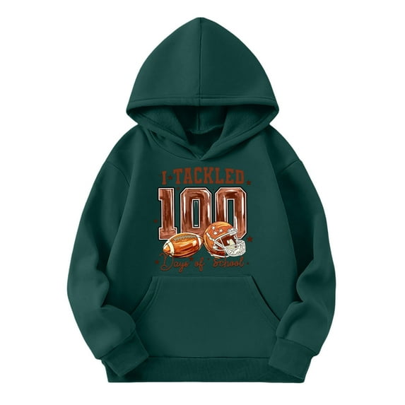 Boys Girls 100 Days of School Hoodie - Kids Letter Graphic Long Sleeve ...