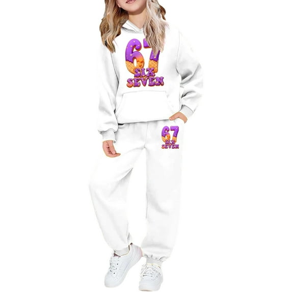 Boys Girls 2-14Y 67 Meme Outfit - 2Pcs Hoodie Pants Sweatsuit Trendy ...