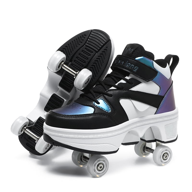 Boys Girls 2-in-1 Roller Skates & Sneakers Unisex Retractable Wheels ...