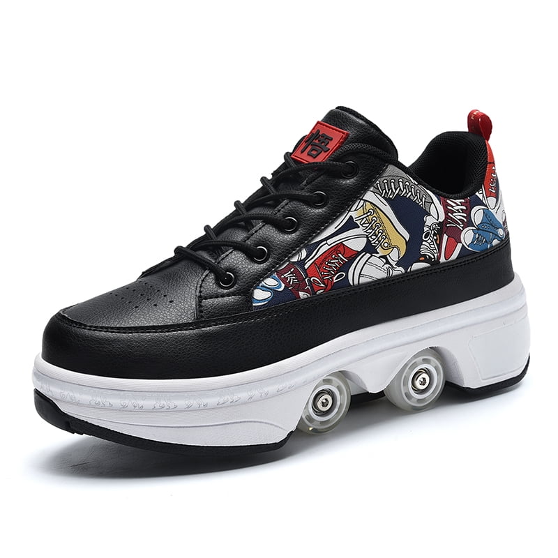 Boys Girls 2-in-1 Roller Skates & Sneakers Unisex Retractable Wheels ...