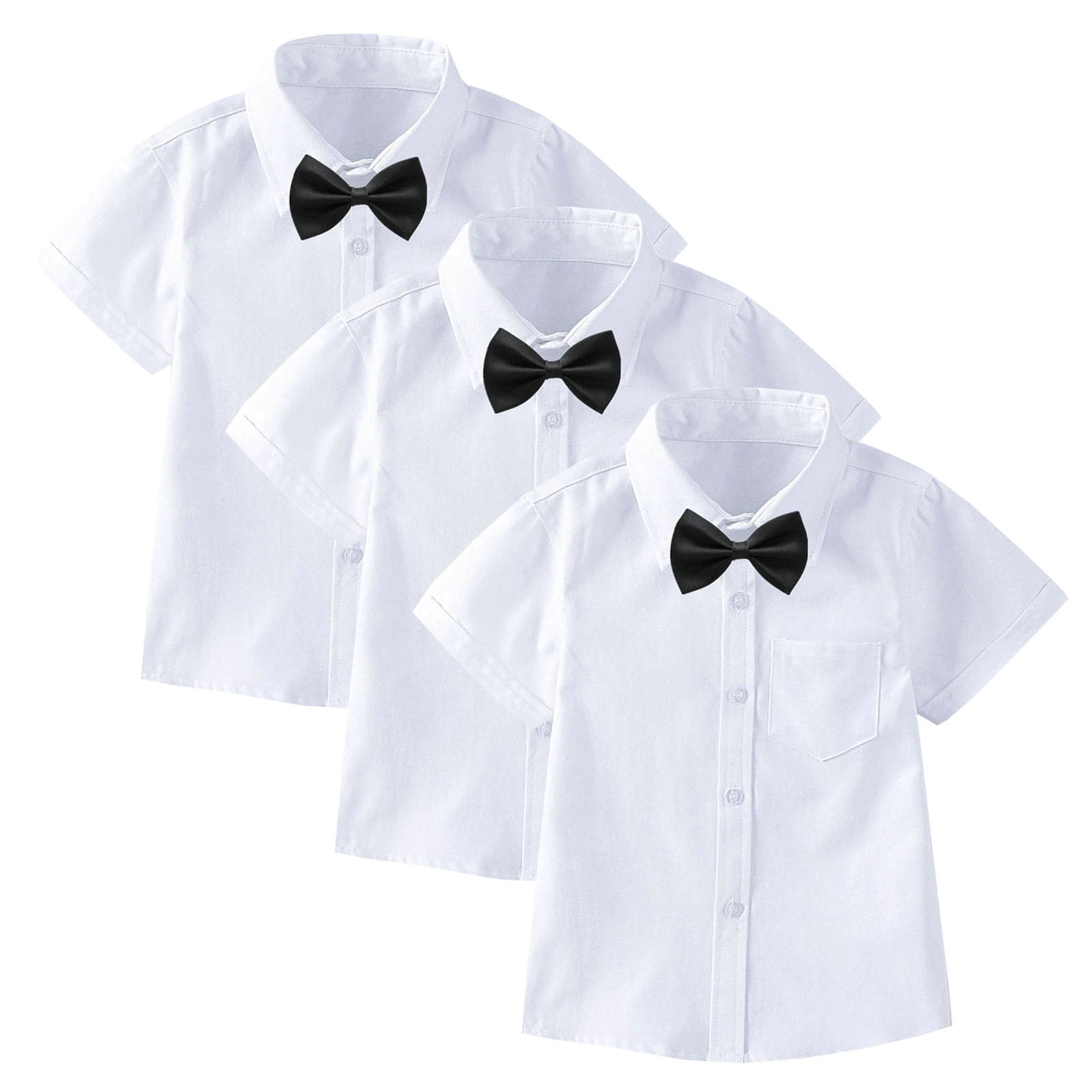 Boys Girls 3 Pack Dress Short Sleeve Shirts Classic formal Button Down ...