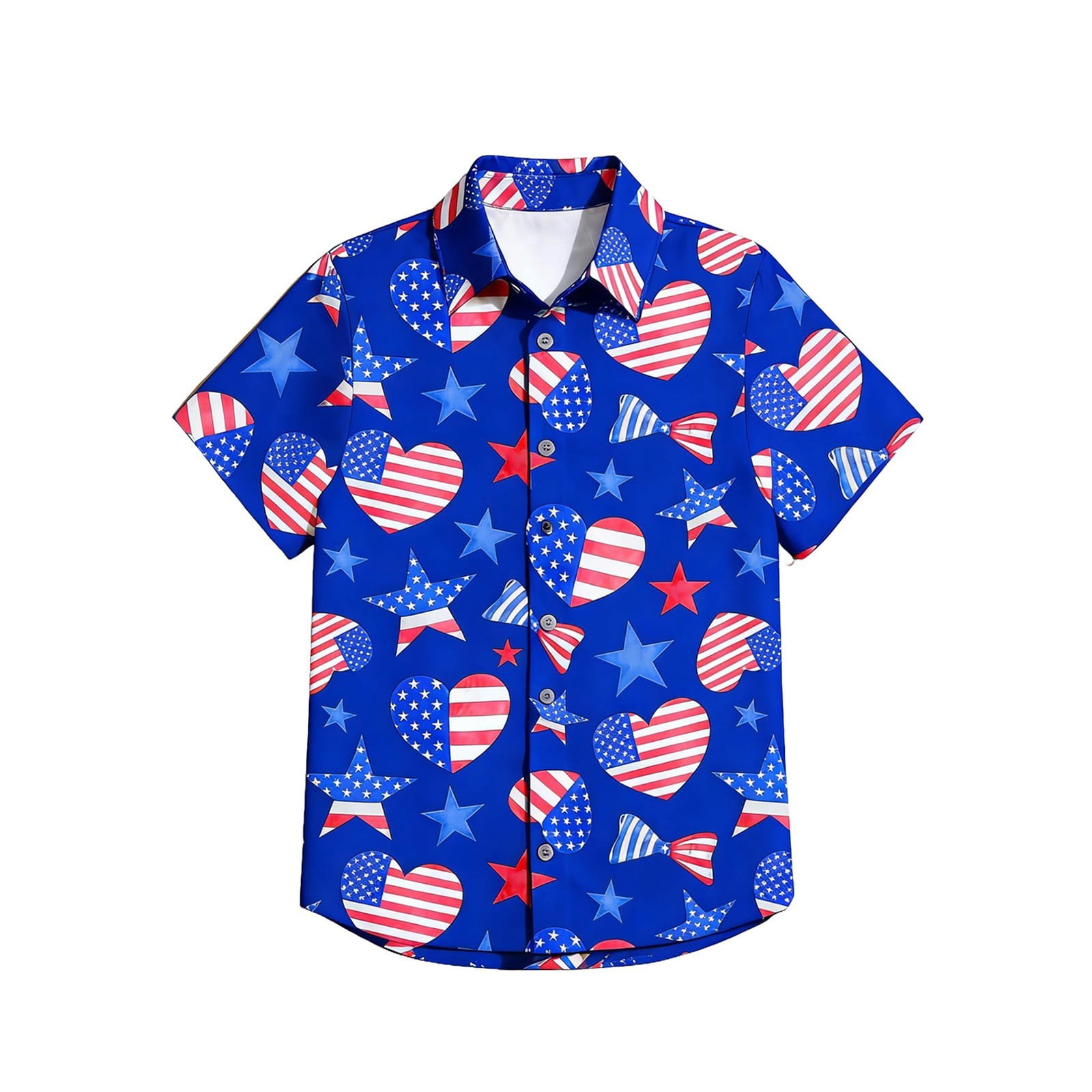 Boys Girls 4th of July Button Down Shirt Fashion Print American Flag ...