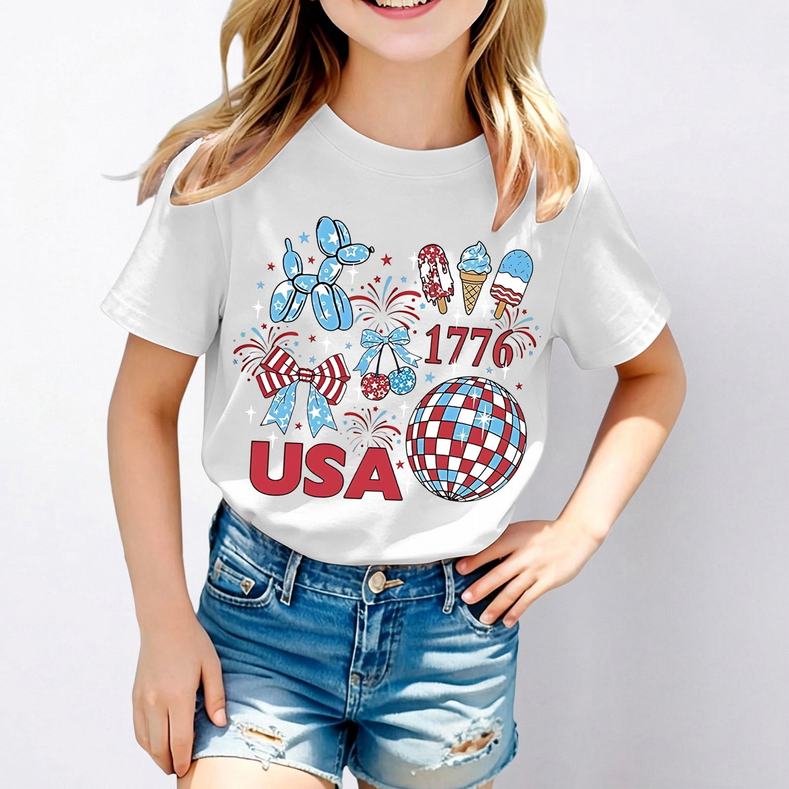 Boys Girls 4th of July Shirt American Flag T-Shirts for Kids Patriotic ...