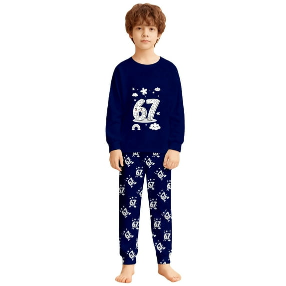 Boys Girls 6 7 Pants Set Kids Six Seven 67 Sky Print Tee Top Shirt 2Pcs ...